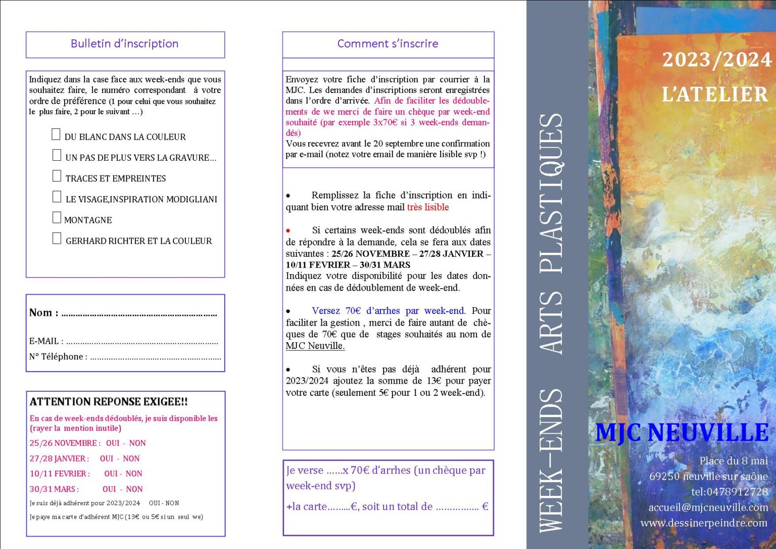Programme week-end 2023/2024DessinerPeindre.com